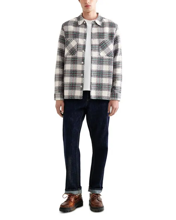 WAX LONDON Whiting Plaid Overshirt - Ecru/green