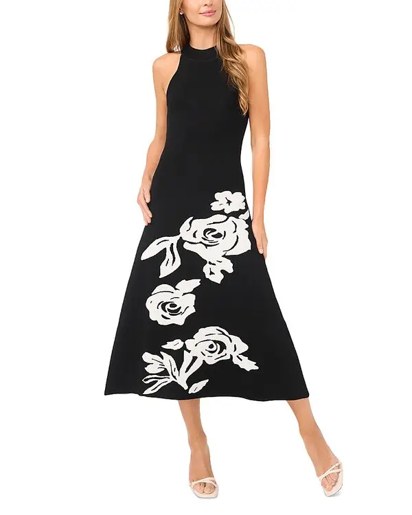 Ted Baker London Lavita Halter Floral Midi Dress - Rich Black
