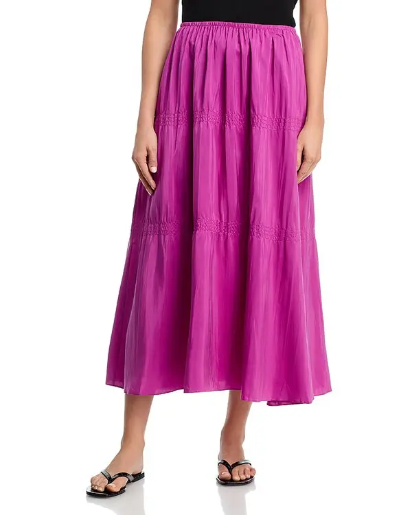 Eileen Fisher Smocked Tiered Skirt - Grape