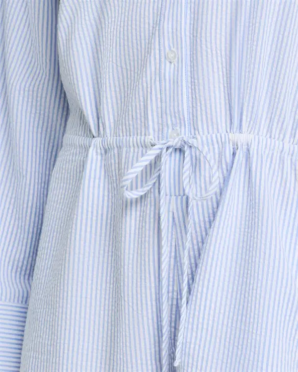 Aqua Striped Long-sleeve Romper