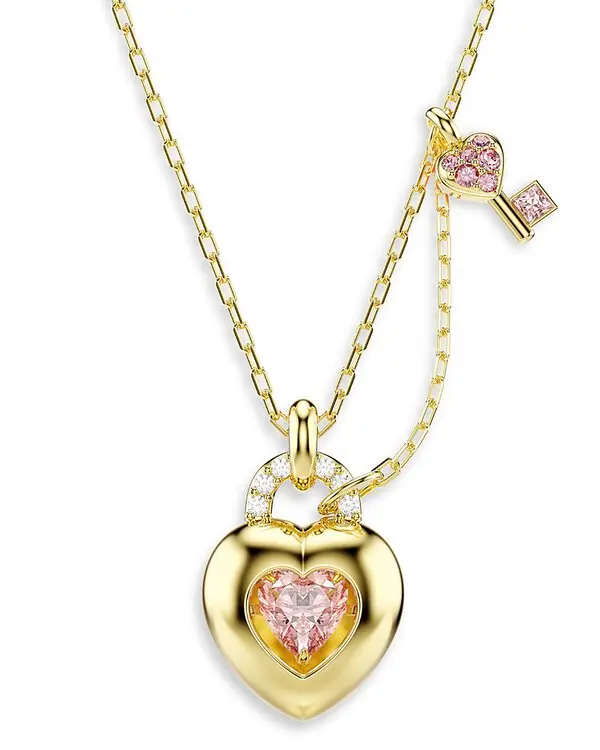 SWAROVSKI Idyllia Heart & Key Pendant Necklace - Pink