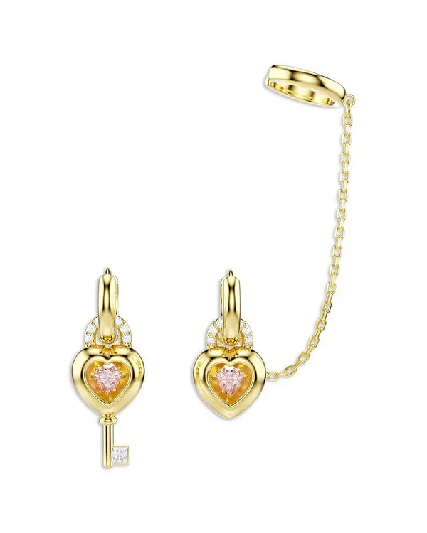 SWAROVSKI Idyllia Stone Heart Lock & Key Mismatch Earrings