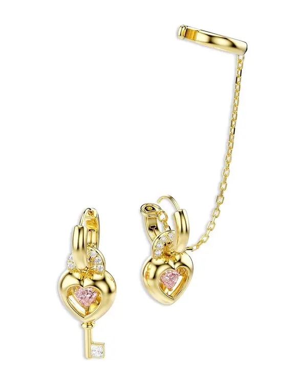 SWAROVSKI Idyllia Stone Heart Lock & Key Mismatch Earrings