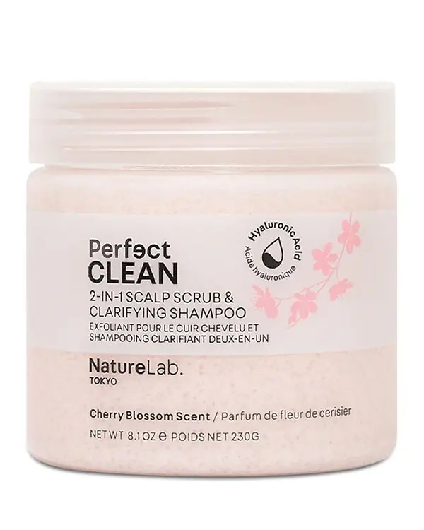 NATURELAB TOKYO Perfect Clean 2 In 1 Scalp Scrub & Clarifying Shampoo Cherry Blossom Scent 8.1 Oz - No Color