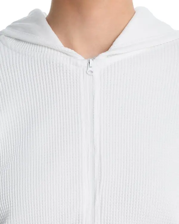 PERFECTWHITETEE Inez Waffle Zip Up Hoodie