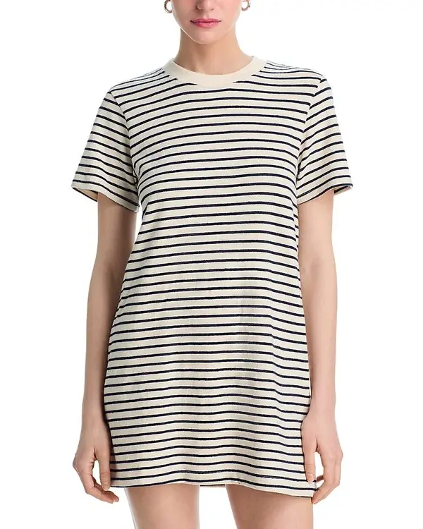 PERFECTWHITETEE Rhett Brushed Rugby T-shirt Dress - Navy Mini Stripe