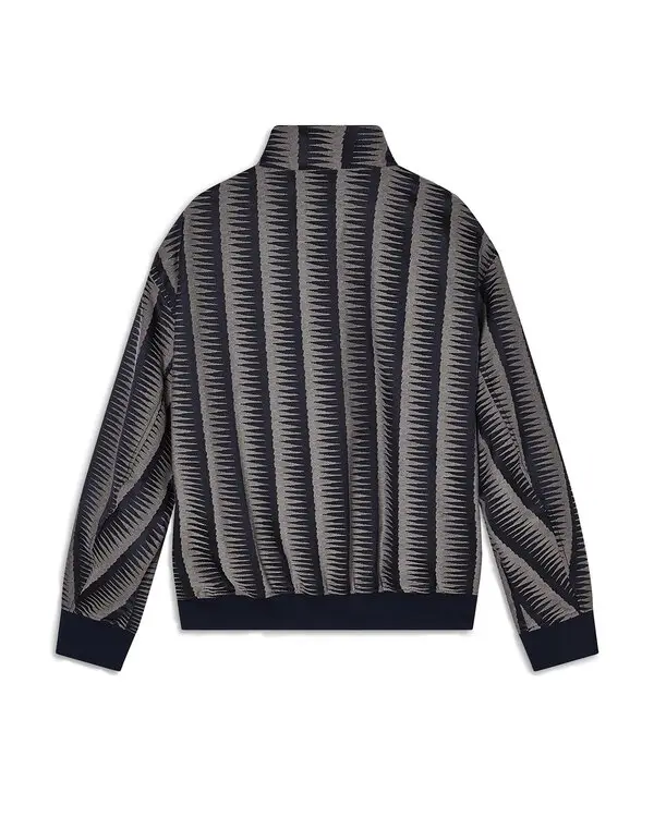 Emporio Armani Two-tone Jagged Motif Blouson Jacket - Navy Blue