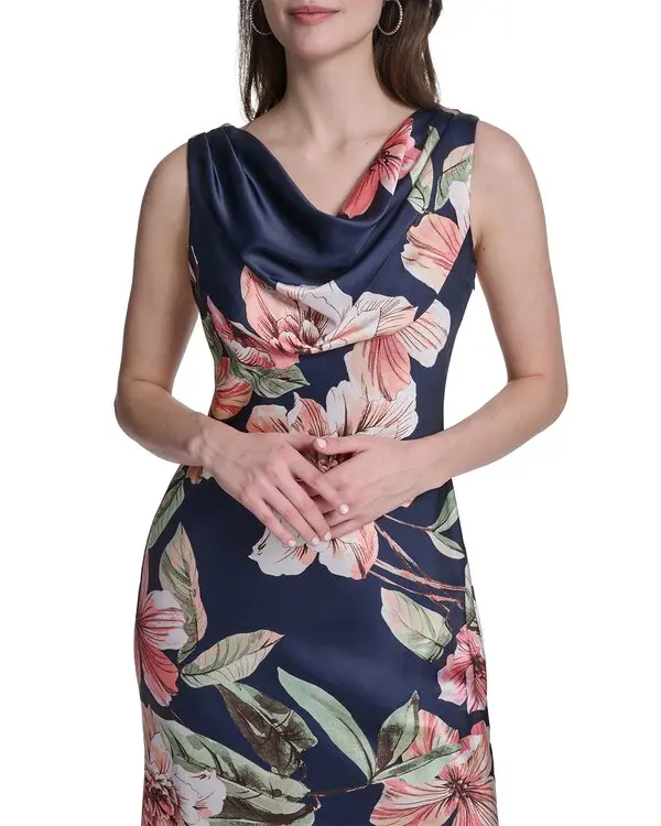 Eliza J Sleeveless Draped Gown - Navy