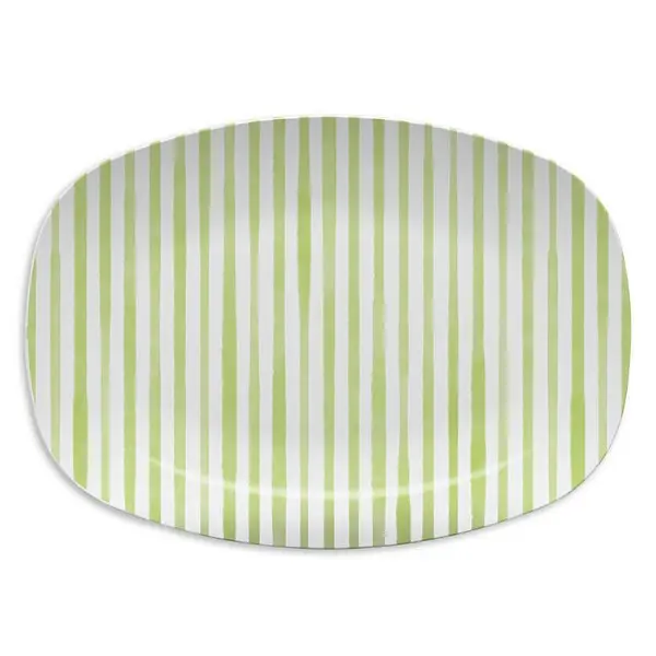 MARIPOSA Blue Simple Stripes Platter - Light Green