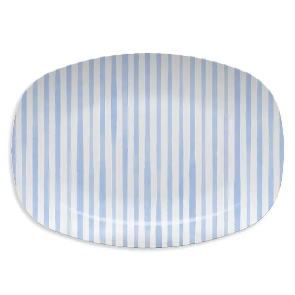MARIPOSA Blue Simple Stripes Platter - Light Blue