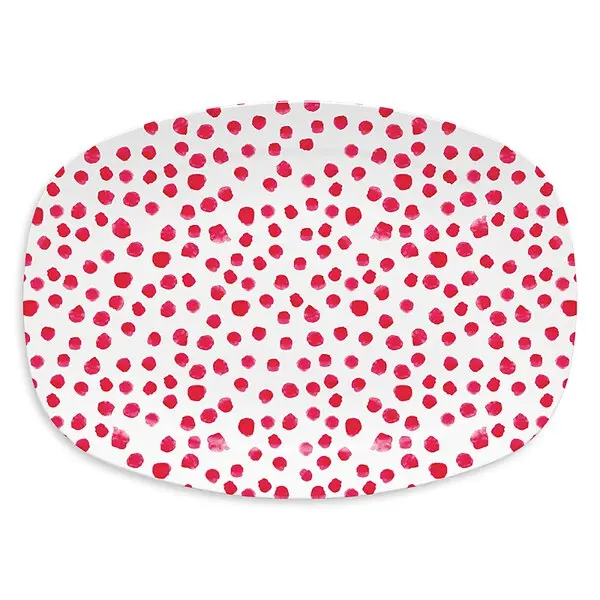 MARIPOSA Blue Dotty Platter - Red