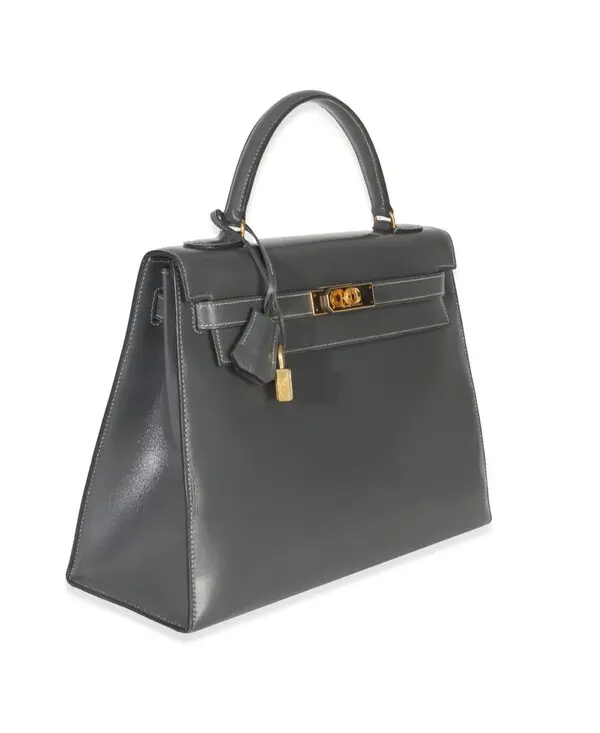 Hermès Sellier Kelly 32 Leather Handbag - Gray