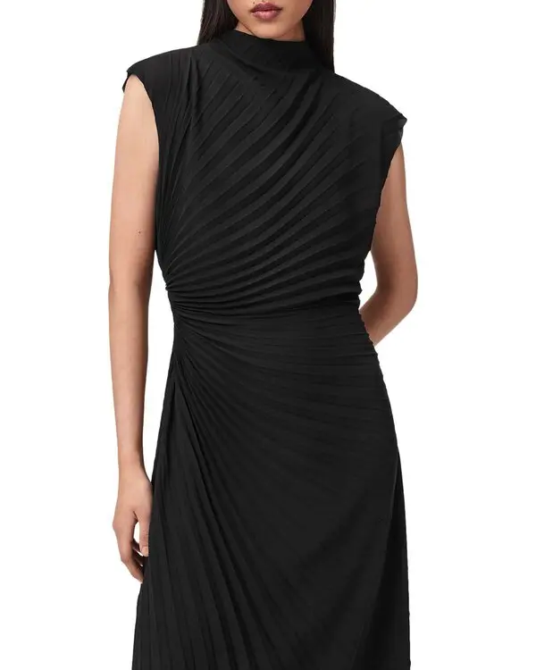 ALLSAINTS Rayanna Pleated Midi Dress - Black