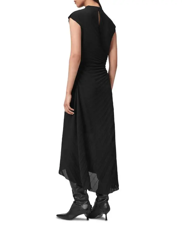 ALLSAINTS Rayanna Pleated Midi Dress - Black