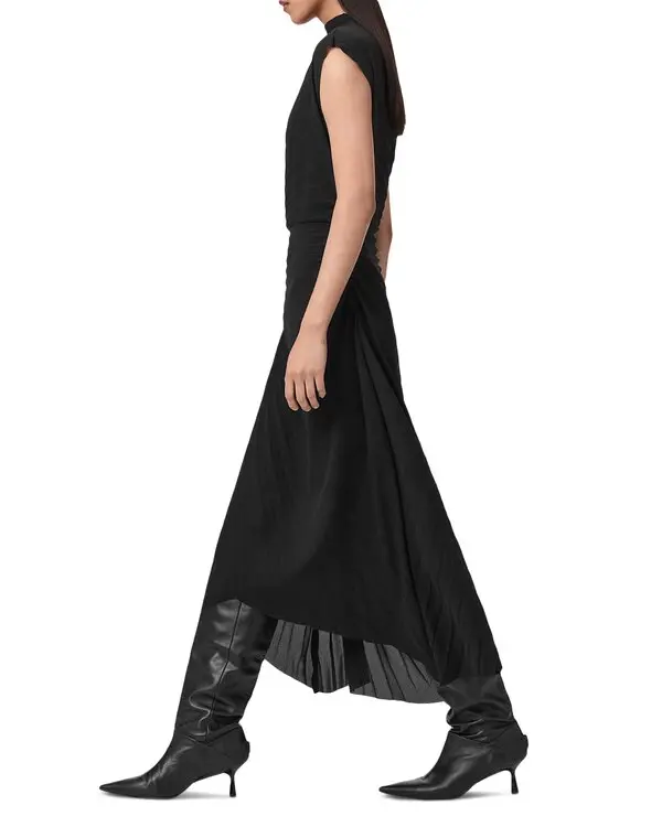ALLSAINTS Rayanna Pleated Midi Dress - Black