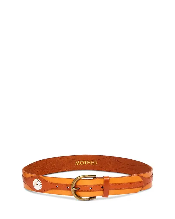 MOTHER The Two Tone Leather Belt - Natural And Cognac