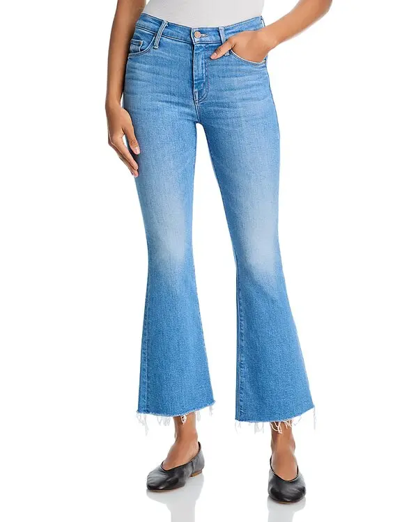 MOTHER Lil Weekender Fray Mid Rise Flare Leg Jeans In Satisfy Your Cravings - Satisfy Your Cravins