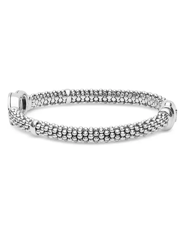 Lagos Sterling Caviar Diamond Interlocking Circle Beaded Bracelet - Silver