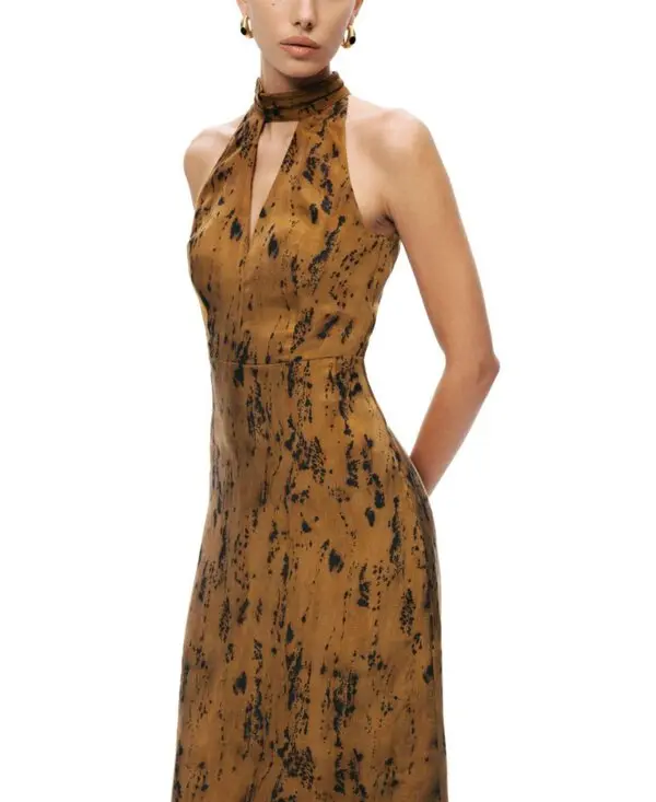 NOCTURNE Printed Halterneck Maxi Dress