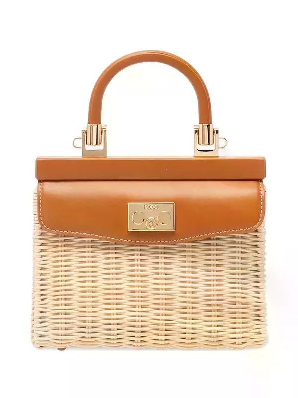 Rodo Wicker Top-handle Shoulder Bag - Neutrals