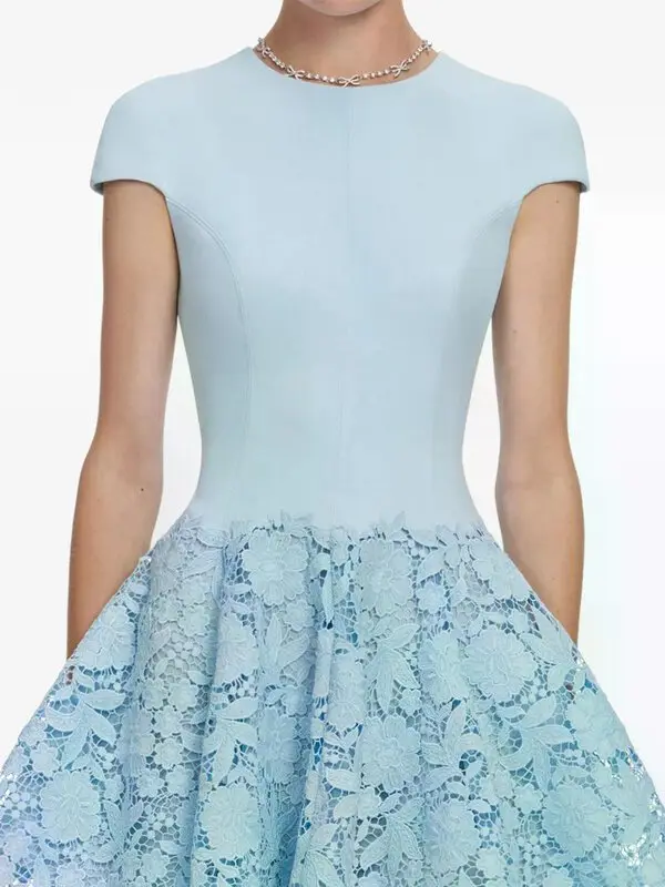 SELF-PORTRAIT Embroidered Lace Mini Dress - Blue