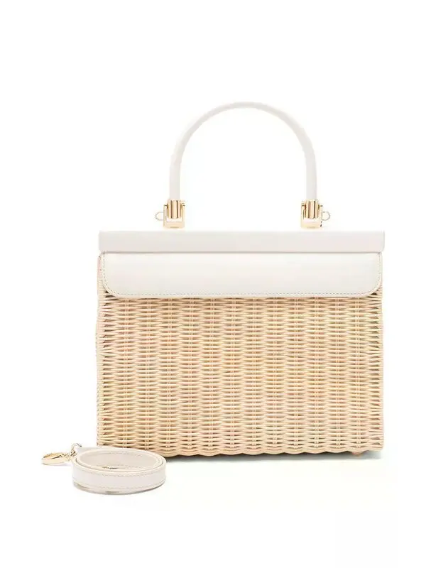Rodo Wicker Top Handle Shoulder Bag - Neutrals