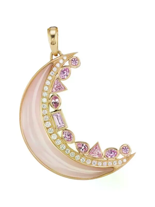 Sorellina Multi Stone Crescent Moon Pendant - Gold