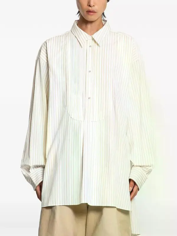 HED MAYNER Pinstriped Bib Shirt