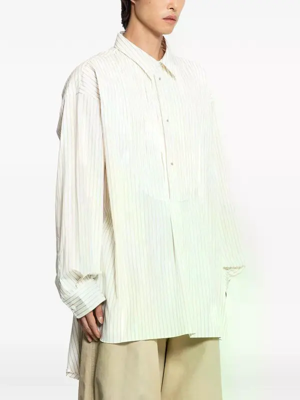 HED MAYNER Pinstriped Bib Shirt