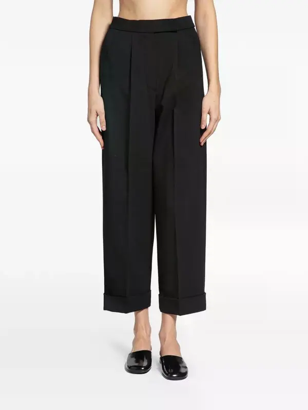 Max Mara Cropped Wool Trousers - Black