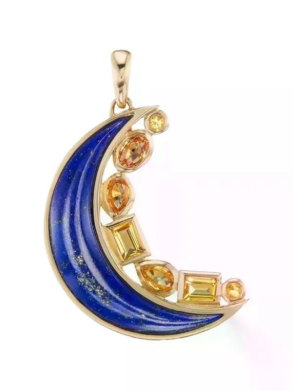 Sorellina Lapis Yellow Sapphire Moon Pendant - Gold