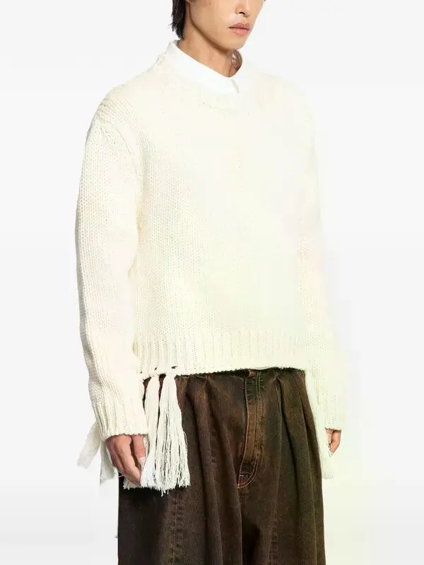 HED MAYNER Fringed Wool Sweater