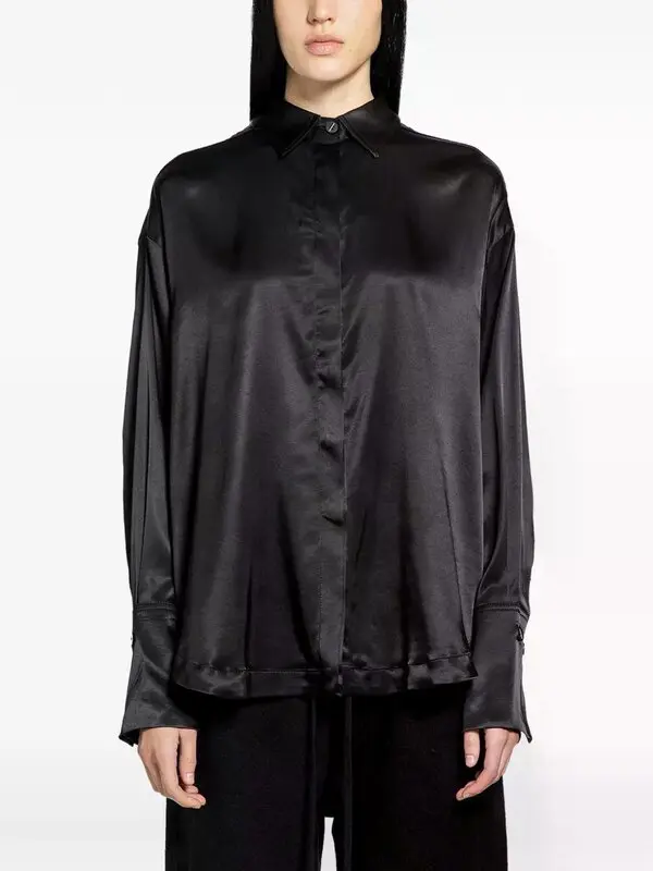 THOM KROM Satin Shirt - Black