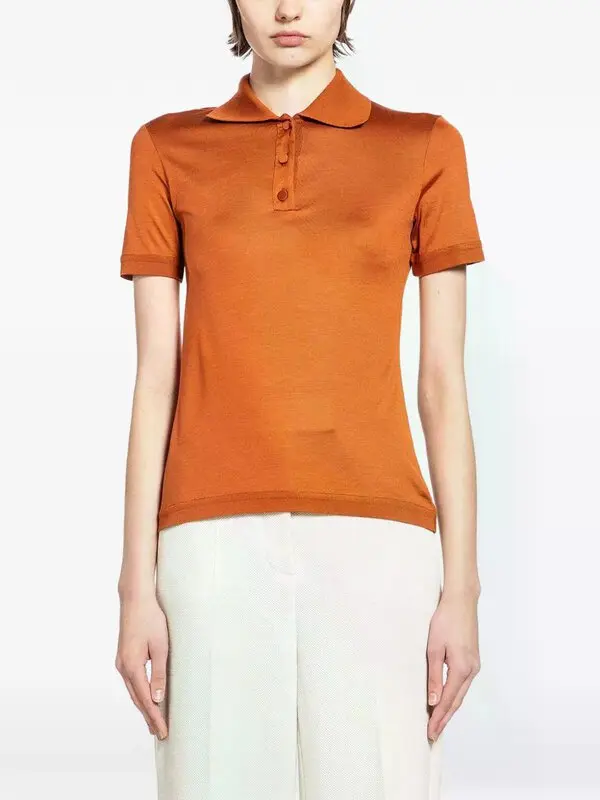 Max Mara Short-sleeve Silk Polo Shirt - Orange