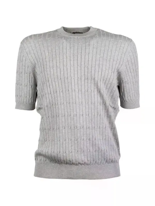 Peserico Ribbed Crewneck T-shirt - Grey