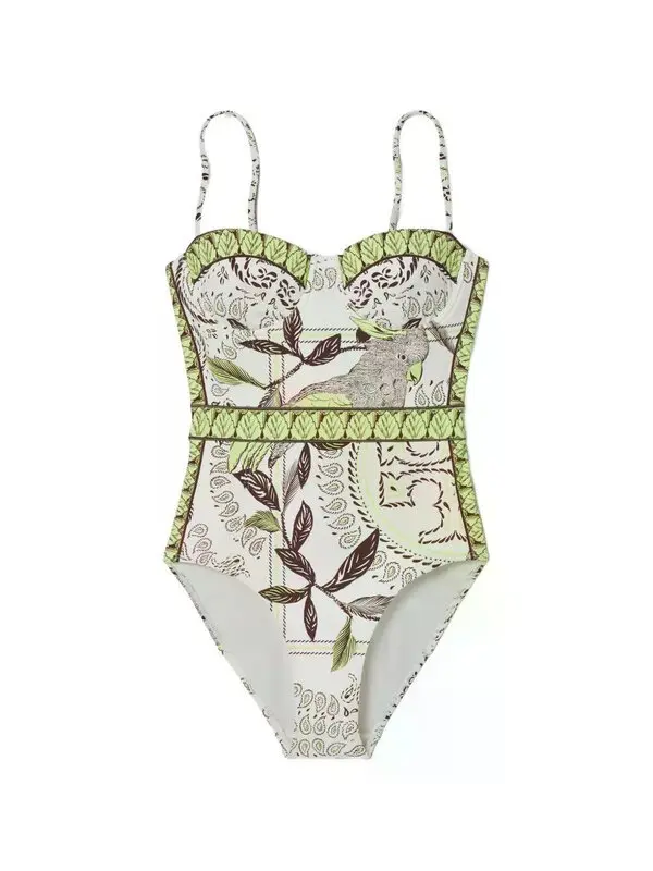 Tory Burch Printed Balconette One-piece Swimsuit - Neutrals