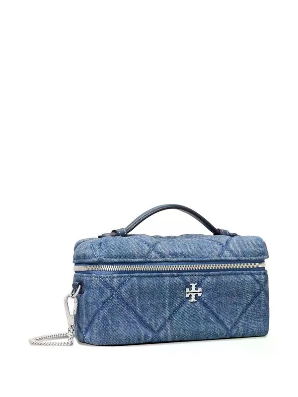 Tory Burch Kira Diamond Quilt Denim East-west Vanity Case - Blue