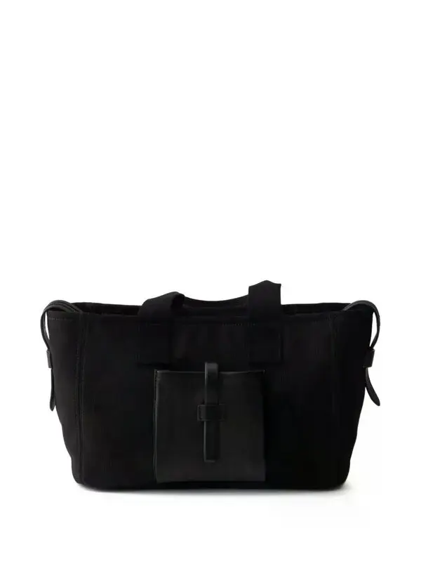 Prada Route Large Canvas And Leather Tote Bag - Black