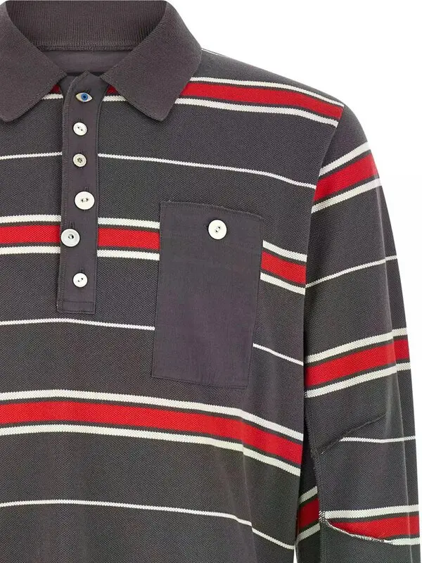 Undercover Striped Cotton Polo Shirt - Grey