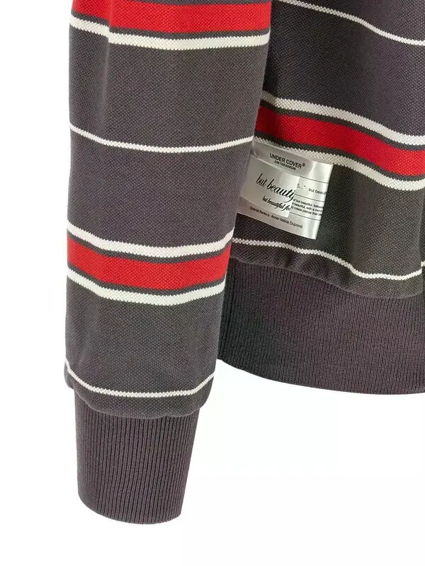 Undercover Striped Cotton Polo Shirt - Grey