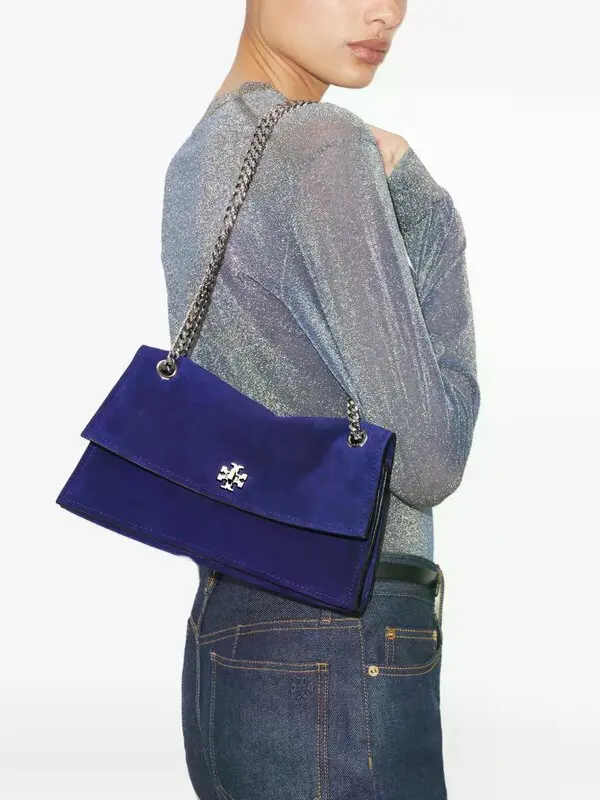 Tory Burch Kira Turnlock Suede Shoulder Bag - Blue
