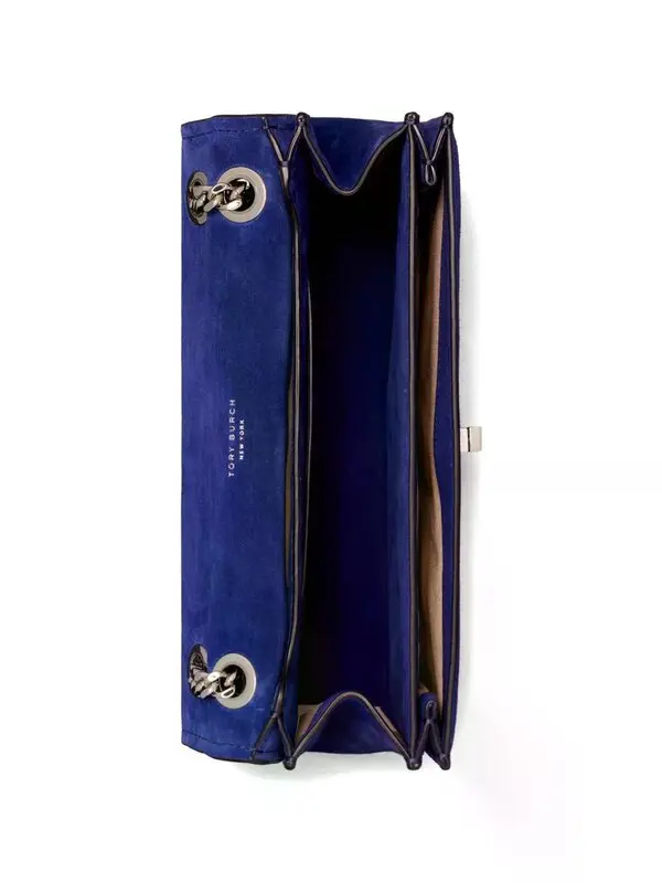 Tory Burch Kira Turnlock Suede Shoulder Bag - Blue
