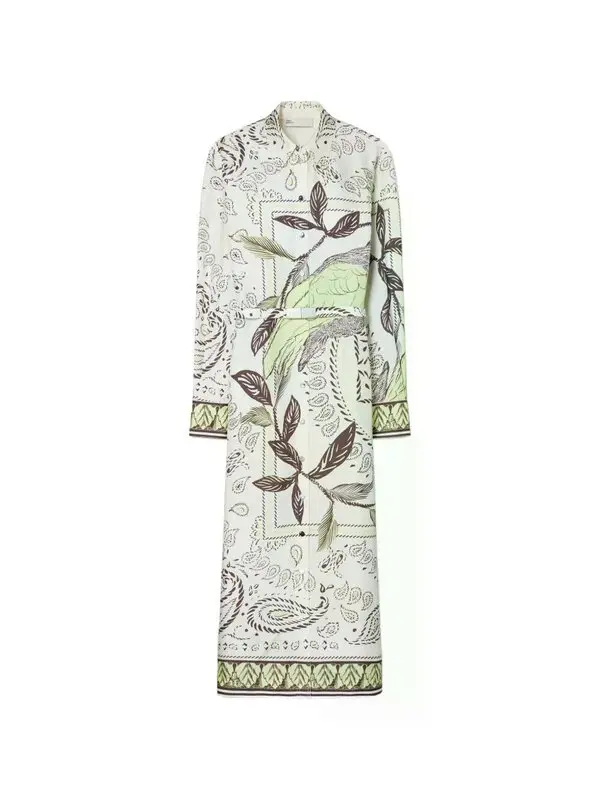 Tory Burch Printed Silk Shirt Dress - Neutrals
