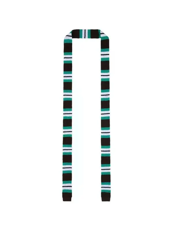 CHARLES JEFFREY Skinny Striped Scarf - Brown