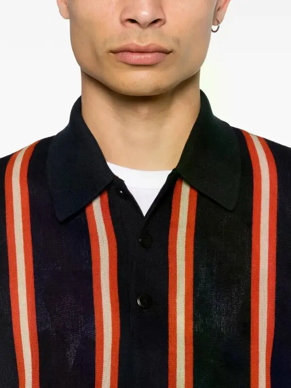 Junya Watanabe Striped Long-sleeve Polo Shirt