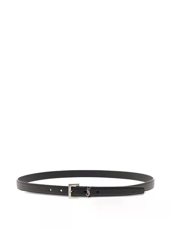 Saint Laurent Cassandre-loop Leather Belt - Black