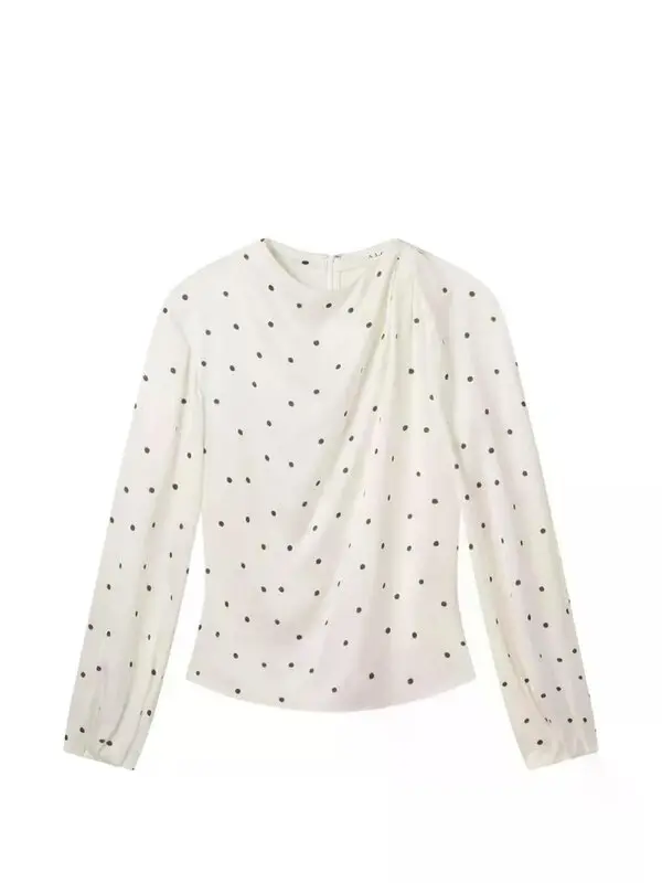 A.L.C. Blaire Polka Dot Draped Top - Neutrals