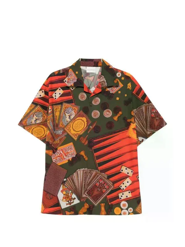 Drole De Monsieur Casino Patterned Short-sleeve Shirt - Green