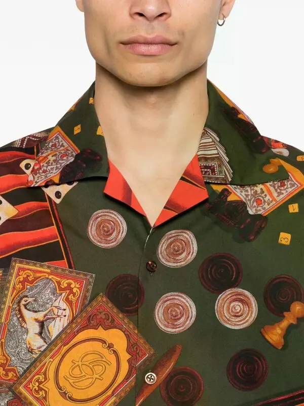 Drole De Monsieur Casino Patterned Short-sleeve Shirt - Green