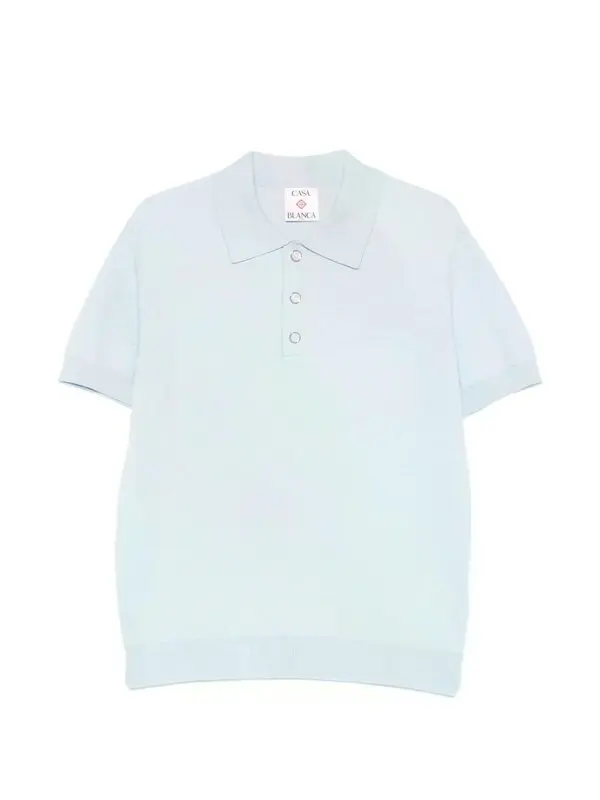 Casablanca Pointelle Monogram Polo Shirt - Blue